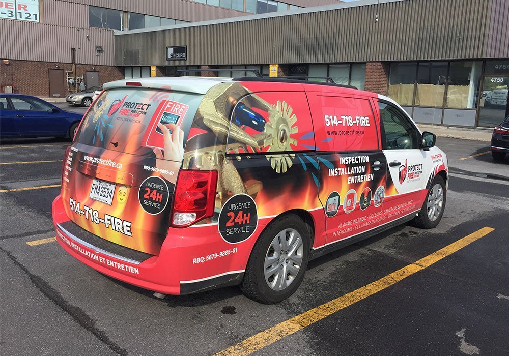 Vehicle wrap and lettering on Dodge Grand Caravan for Protect Fire ...