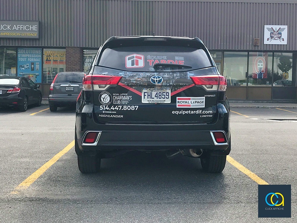 Vehicle lettering on 2018 Toyota Highlander Hybrid for real estate ...