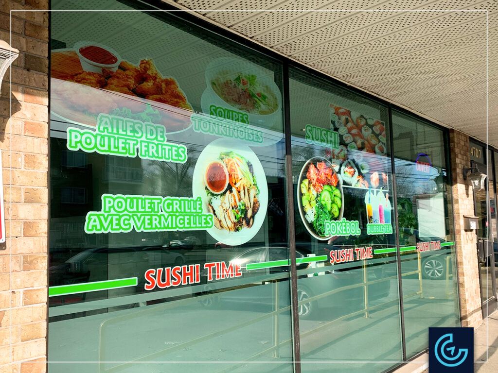 Storefront advertising window graphics for the fusion Asian restaurant ...