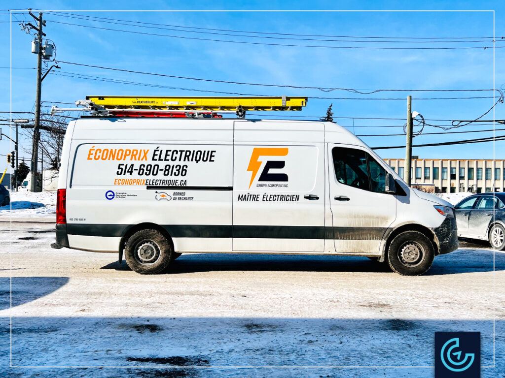 Van lettering for master electrician: Éconoprix Électrique - Click ...