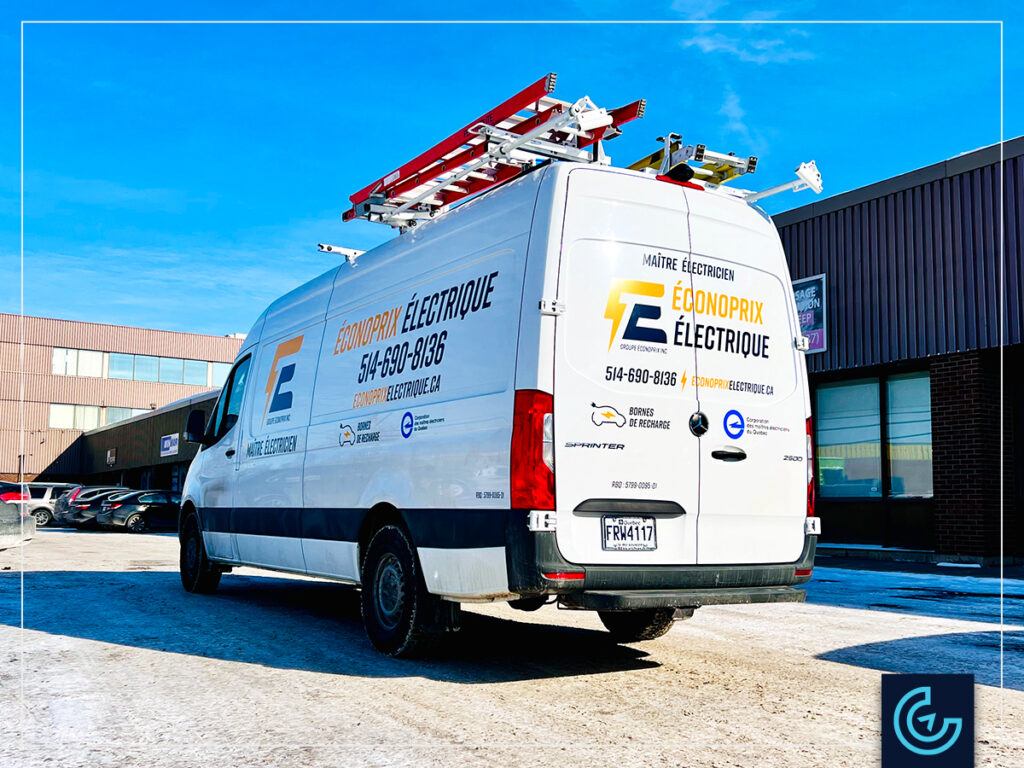 Van lettering for master electrician: Éconoprix Électrique - Click ...