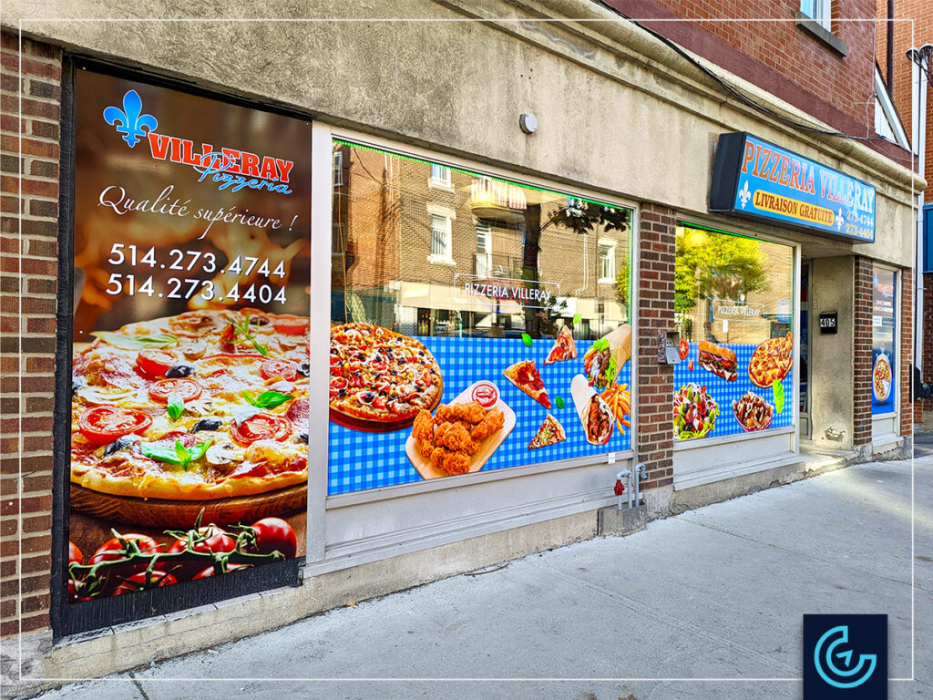 Advertising storefront window graphics designed, printed and installed ...