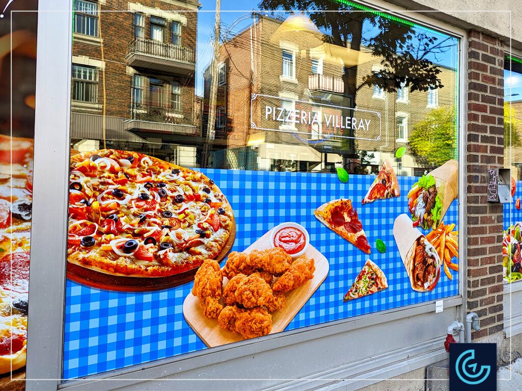 Advertising storefront window graphics designed, printed and installed ...
