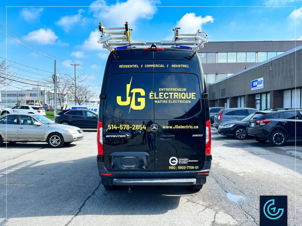 Electrician's van lettering on a 2023 Mercedes-Benz Sprinter High Roof for the master ...