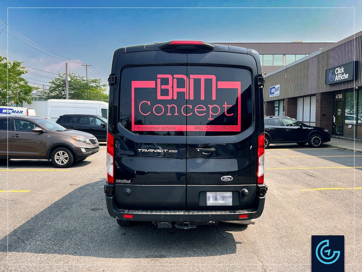 Van lettering for general contractor: BAM Concept - Click Affiche Inc.