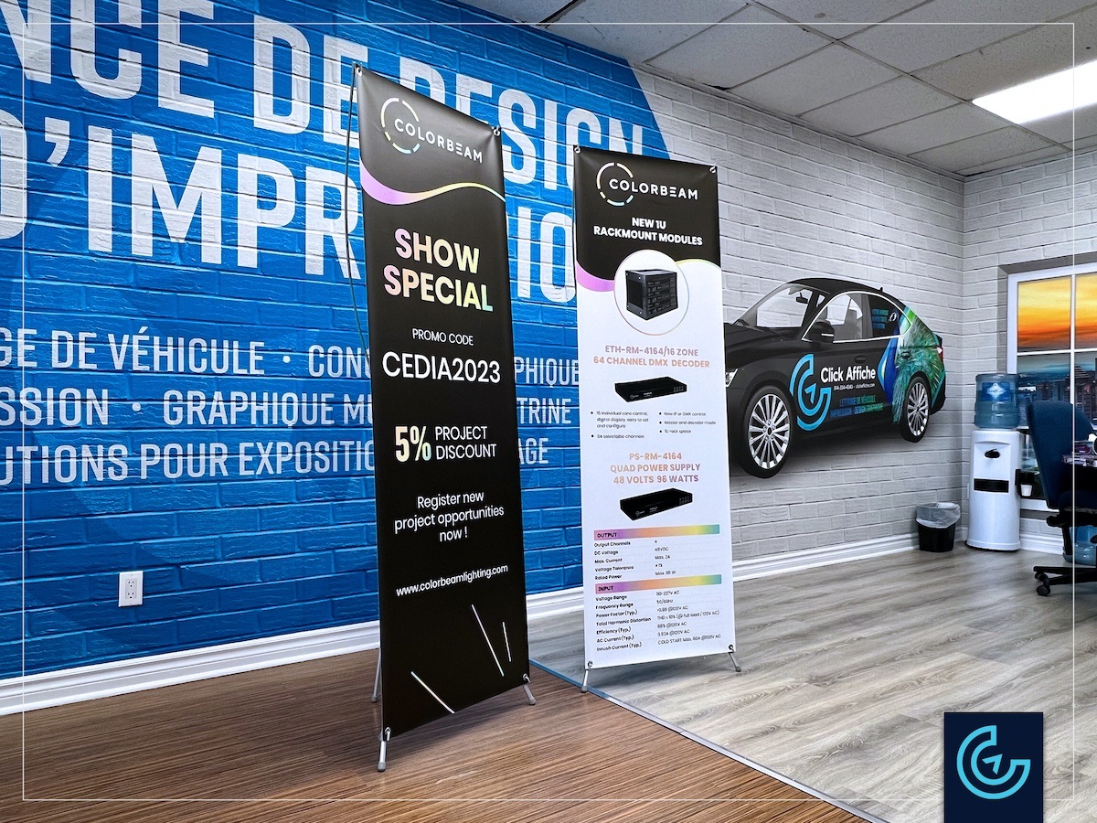 Promotional banners and banner stands in X shape: Colorbeam - Click ...