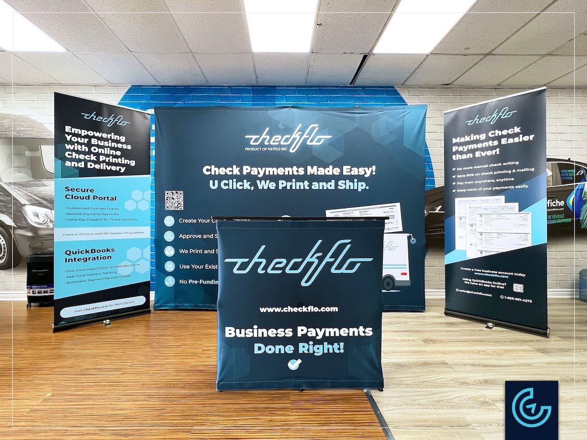 Trade show booth and banner stand reprint: Checkflo - Click Affiche Inc.