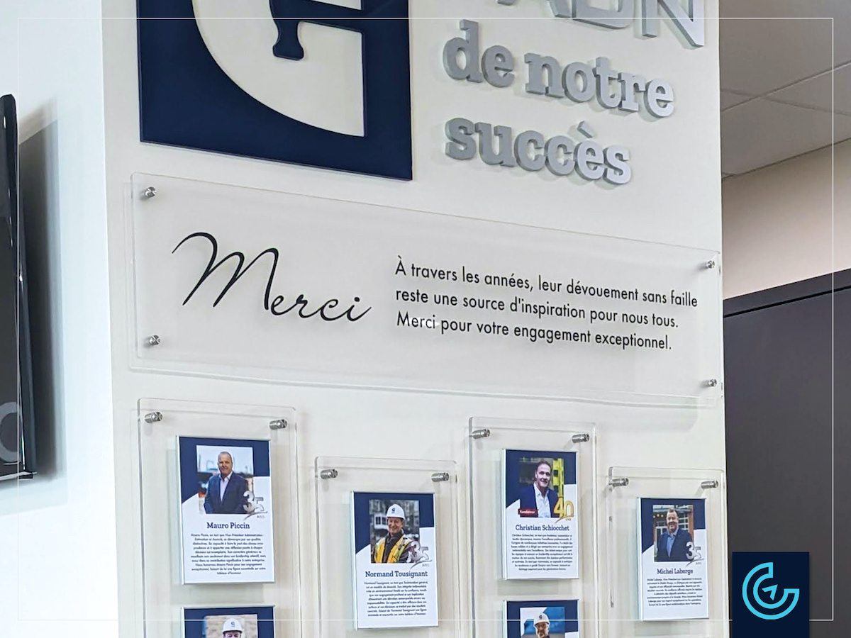 Employee recognition wall designed, fabricated and installed for Gerpro ...