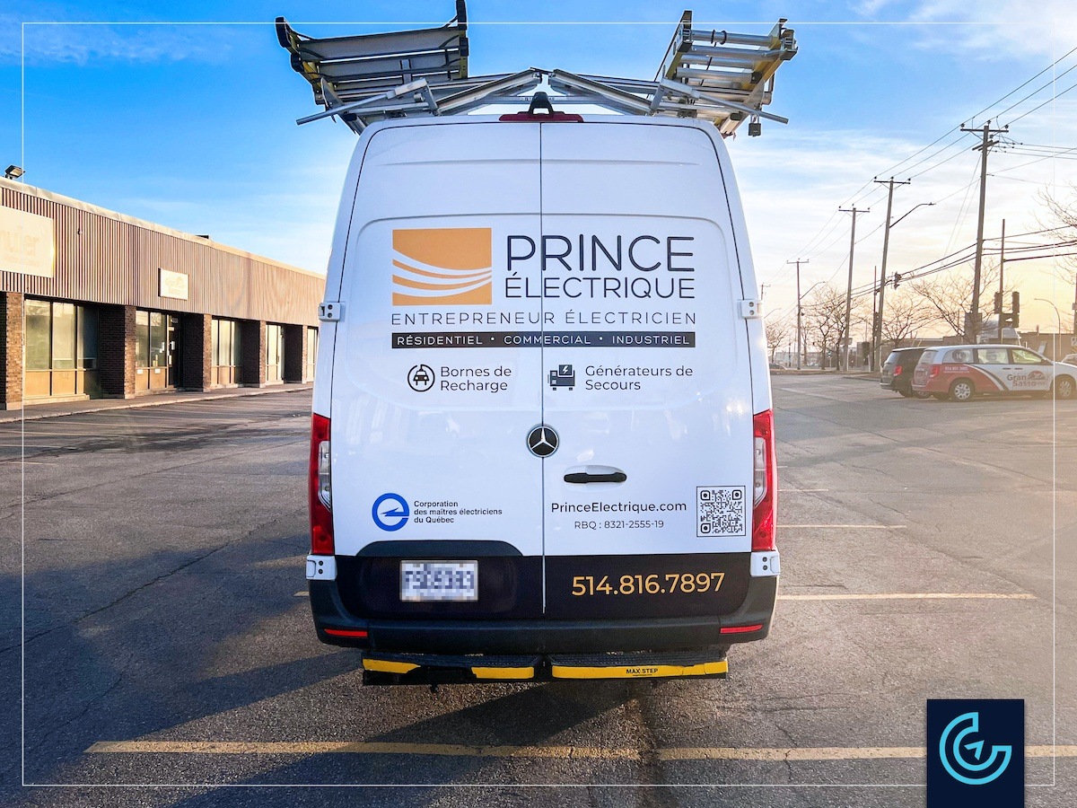Electrical contractor work van branding lettering: Prince Électrique ...
